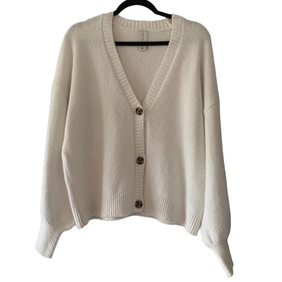 Joie | Sweaters | Joie Balloon Sleeve Cardigan Sweater White | Poshmark